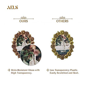 AELS 5x7 Inch Vintage Picture Frame, Elegant Antique Oval Photo Frames with Glass Front, Photo Display, Tabletop Wall Hanging, Gift Ideas, Gold Flower