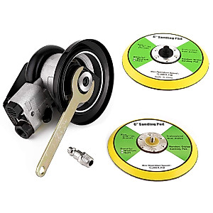 Valianto 6" Professional Air Random Orbital Palm Sander with 1pc 6" Backup Plate, Heavy Duty Dual Action Pneumatic Sander Silver