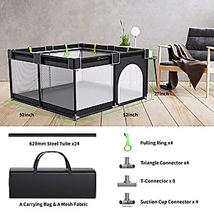 YOBEST Baby Playpen, Playpens for Babies, Extra Large Infant Playard with Gates, Portable Babys Fence, Indoor & Outdoor Toddler Play Pen Activity Center, Sturdy Safety Baby Play Yard