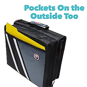Case-it The Z Shape Zipper Binder - Two Binders in One - Double Sided 1.5 Inch D-Ring - Multiple Pockets - 500 Page Capacity - Comes with Shoulder Strap, Black Z-176