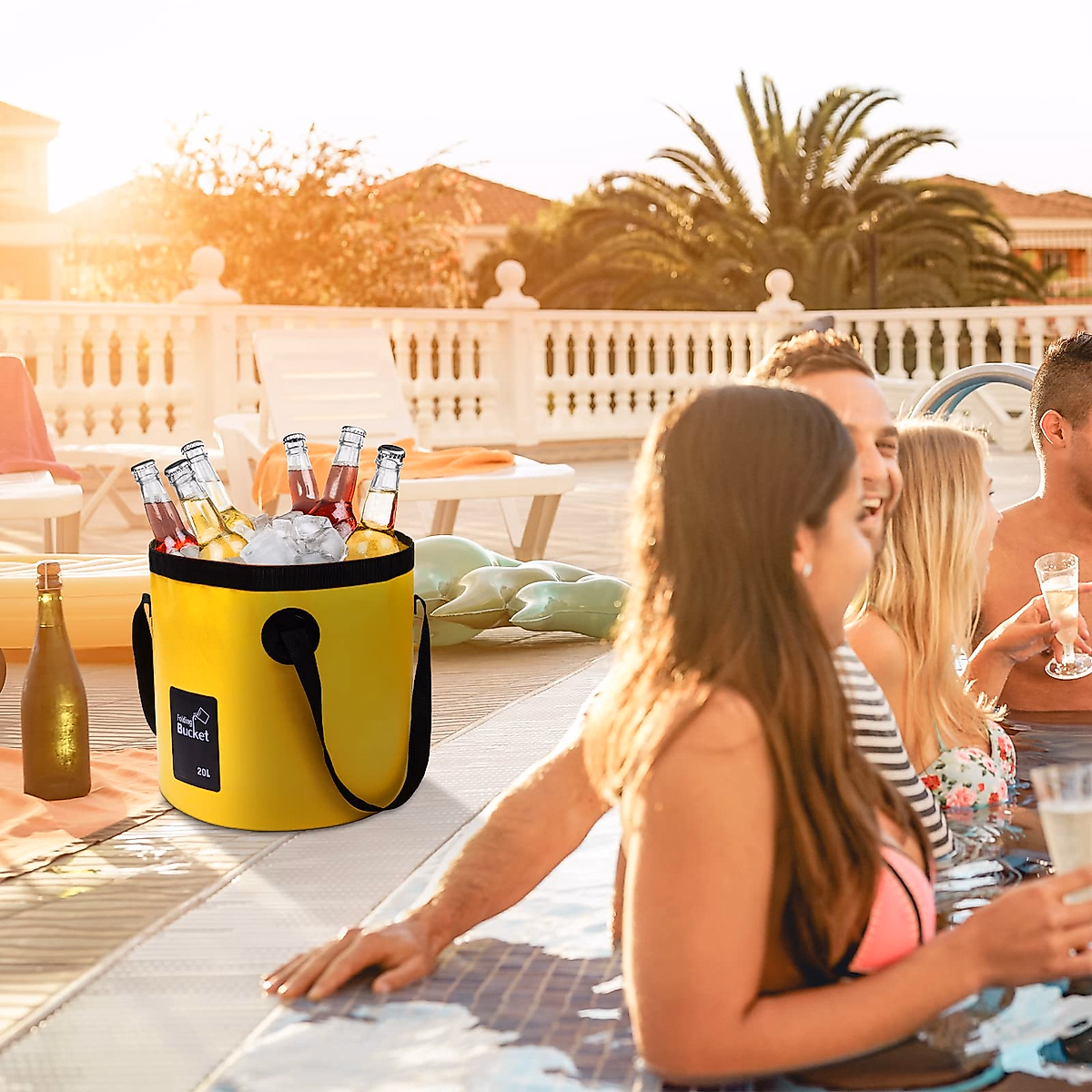 Tessco 6 Pcs 20L Collapsible Bucket with Handle 5 Gallon Folding Water Container Lightweight Foldable Bucket Portable Bucket Fishing Bucket for Outdoor Camping Hiking Traveling Kitchen, 5 Colors