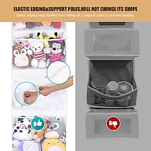 Stuffed Animal Storage Over The Door Organizer Stuffed Animal Net Or Hammock Hanging Organizer for Bedroom Bathroom Nursery Kids Room Toy Net Hammock for Stuffed Animals Holder 4 Large Pockets (Black)