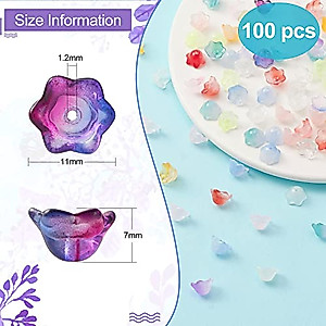 DanLingJewelry 100pcs Random Crystal Glass Bell Flower Beads Spray Painted Glass Beads Bell Flower Spacer Beads for Jewelry Making