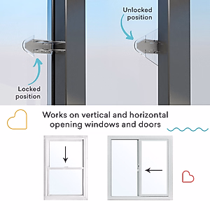 Sliding Closet Door Lock - No Drill Easy Install, 4 Pack, Clear