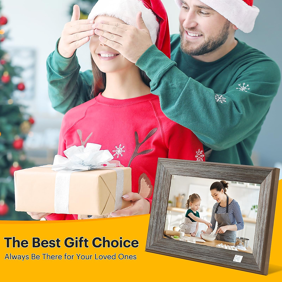KODAK WiFi Digital Picture Frame, 10.1 Inch 1280 * 800 Resolution Touch Screen with 32GB Storage,Effortless to Set up,Share Video and Photos via E-Mail or App-Gift for Friends and Family (Grey Wood)