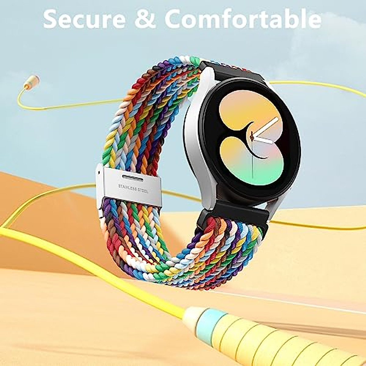 Ouwegaga Compatible with Galaxy Watch 6 Band/Samsung Galaxy Watch 7 5 4 Band 40mm 44mm/Watch 5 Pro 45mm/Watch 4 6 Classic 42mm 46mm 43mm 47mm/Watch FE/Watch 3 41mm, 20mm Nylon Braided Solo Loop Strap