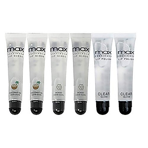 (6Pack) MAX Makeup Cherimoya Lip Polish Coconut Oil Clear Gloss (2Original+2Coconut+2Honey)