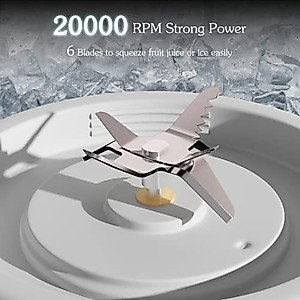 ETGlife Portable Blender 20 oz with USB-C Rechargable, Portable Blender for Shakes and Smoothies, with Power Indicator and 6 Blades, Easy to Use and Clean, Personal Blender for Travel, Work, On-the-go