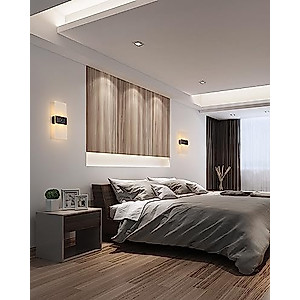 pasentel Motion Sensor LED Wall Sconces, 2-Pack Acrylic USB Rechargeable Wall Light Battery Operated Night Light Indoor Led Wireless Wall Lamp for Stairs, Hallway, Bathroom, Bedroom, BD025-LEB-BK2