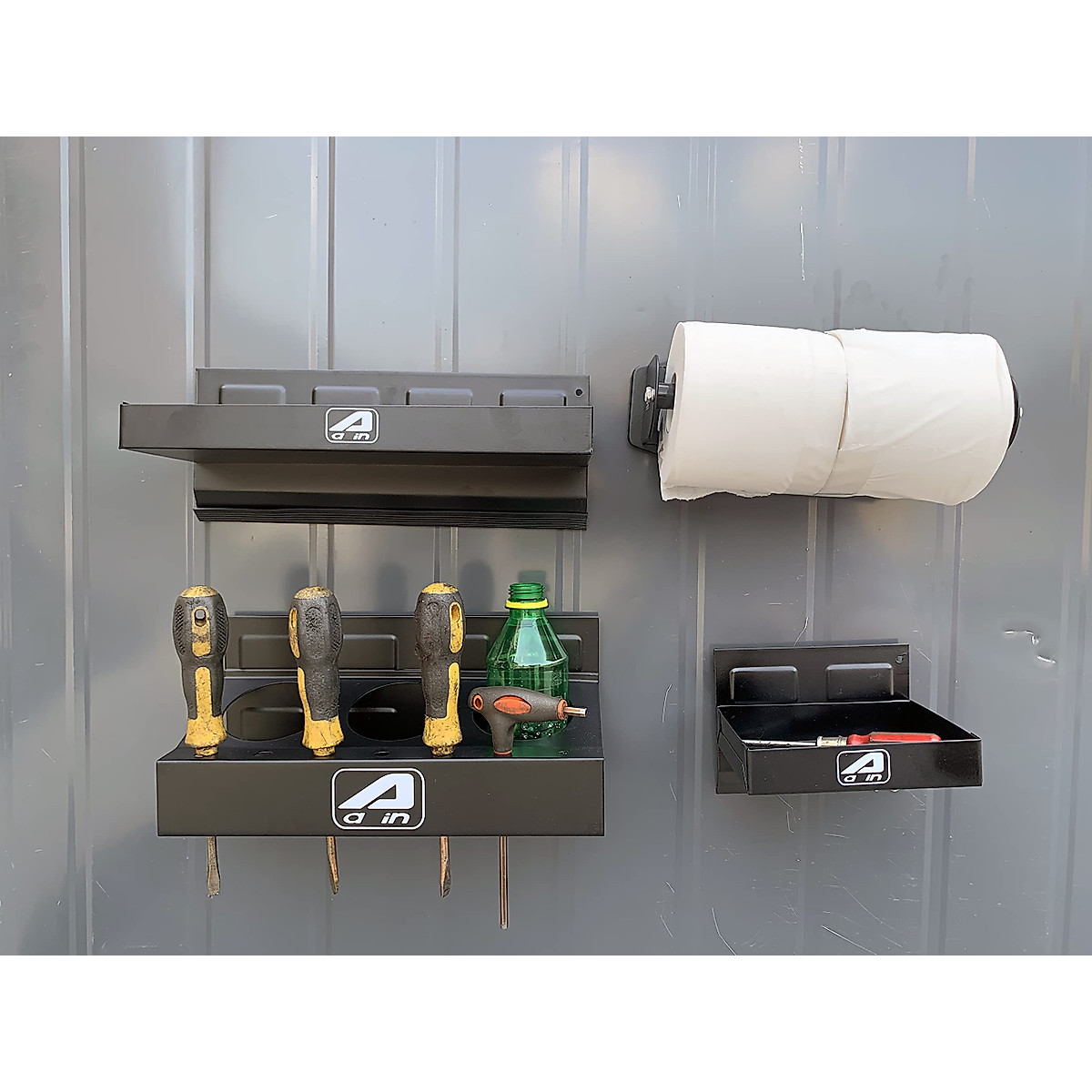 Eisen trayset 4pc Magnetic Toolbox Tray Set, Magnetic Tool Box holder for Cabinet Side Shelf Storage Van Workshop, Tool Trays, Paper Towel Holder and Spray Can Holder, Black