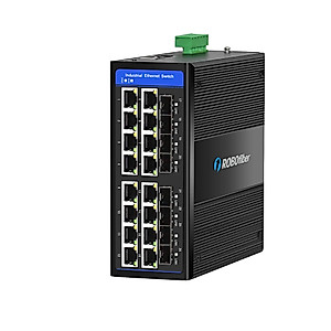 HGW-1608SM-PSE - 16x RJ45 + 8X SFP Ports Gigabit Ethernet Managed PoE Industrial Fiber Switch 240W Total Power, DIN Rail Mount, -40 to +75 Celsius