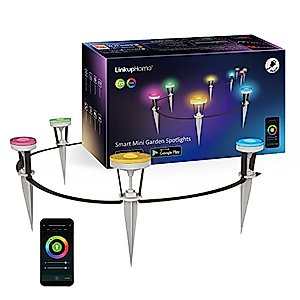 LinkupHome Smart LED Garden Spotlight, Outdoor Landscape Lighting, Tuya App, Bluetooth Mesh, IP65 Waterproof, 5W Multi-Color, Decor for Pathway, Lawn, Edging, Party, Christmas, Halloween, 9 Pack
