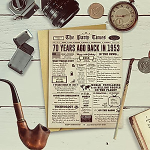 Giant 70th Birthday Card Decorations for Him Her, Cheers to 70 Years Old Birthday Ideas for Mom Dad, Happy 70th Birthday Gifts for Wife Husband, Gifts for 70 Birthday Party, Funny 1953 Bday Gift for Parents