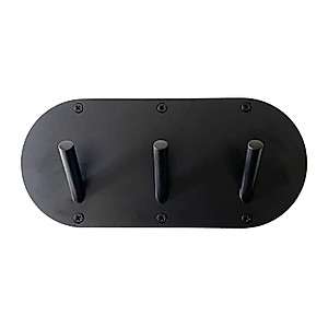 The Woodbury Lane Wall Coat Hooks - Peggy Round 3 Hook Rail - Pack of 1 - Matte Black Finish. Heavy Duty Metal Hooks with Screws for Hanging Coats, Bags, Robes, Backpack, Towel, Keys.