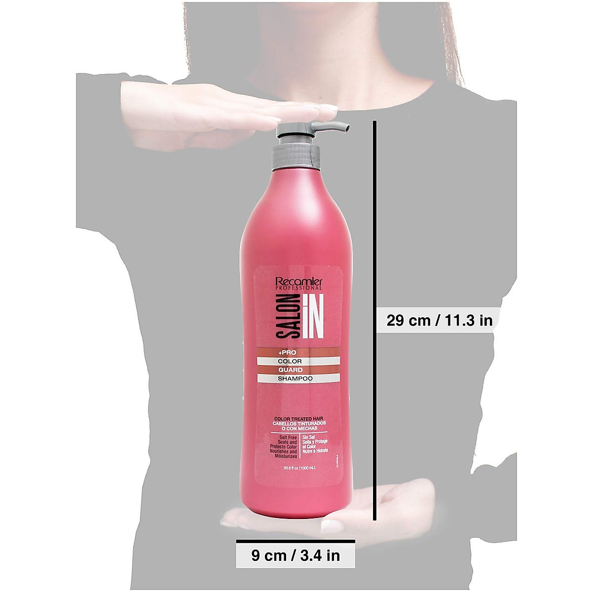 Color Guard Pro Shampoo Recamier SalonIn Enhance and Protect Colored Hair Until Next Dye No Salt | Champu Cabello Tinturado Protege y Realza Hasta La Sgte Visita 33.8 Ounces - 1 Litro