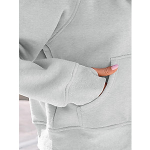 AUTOMET Womens Zip Up Hoodies Fleece Jackets Oversized Sweatshirts Fall Fashion Outfits 2025 Sweaters Winter Clothes Grey M