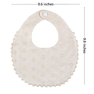 GZMM Baby Bib For Girls,Reversible Waterproof Handmade Natural Cotton Baby Drool Bib 0-12 months 2 Pack (off-white color A, 0-12 months)