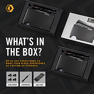 The Ridge Wallet For Men, Slim Wallet For Men - Thin as a Rail, Minimalist Aesthetics, Holds up to 12 Cards, RFID Safe, Blocks Chip Readers, Aluminum Wallet With Cash Strap (Black)