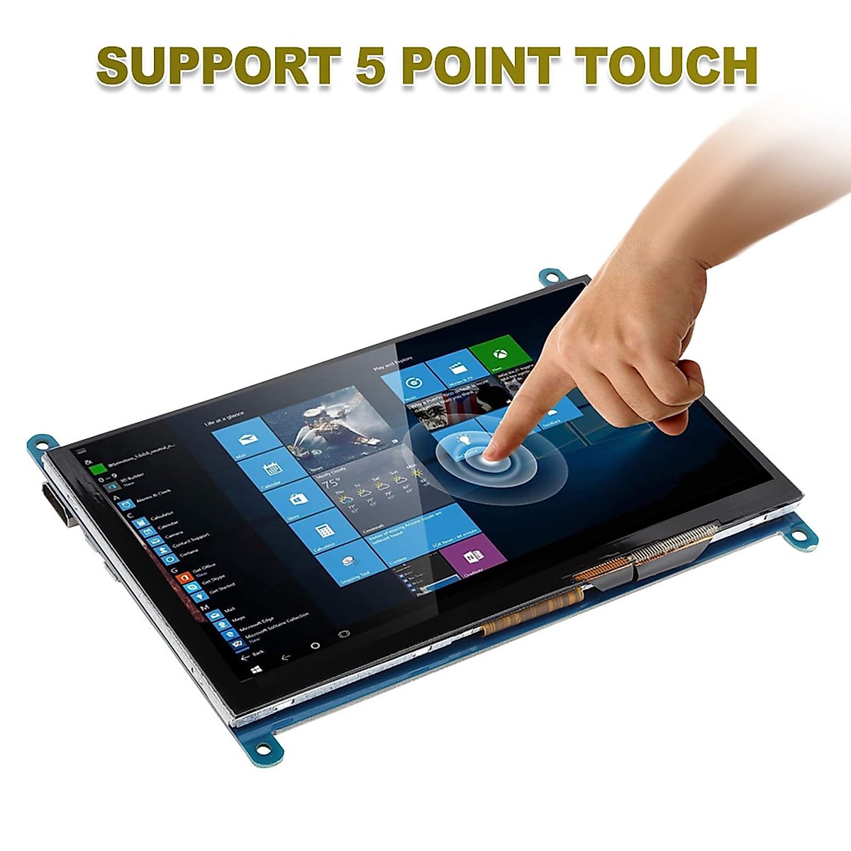 Zopsc 7 Inch LCD Display Screen Ultra HD Capacitive with 1024x600 Resolution for Raspberry Support for Raspbian/Ubuntu/Kodi/IOT