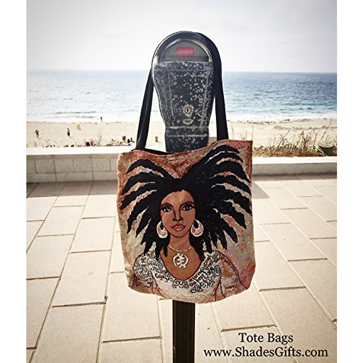 Shades of Color Woven Tote Bag, Nubian Queen, 17 x 17 inches (WTB009)