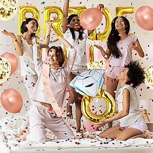 SKJIAYEE Bachelorette Party Decorations Kits-Rose Gold Bridal Shower Party Supplies including The Bride Sash,Tassel Garland Banner, Diamond Ring Balloons, Bride Foil Balloons, Confetti Latex Balloons