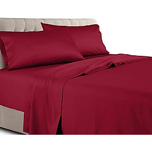 Twin XL Sheet Set- 4 Piece- Bed Sheets Extra Deep 30" inch Mattress Sheet Set Long Staple Adjustable Bed Sheet Set Burgundy Solid Twin XL- 39" X 80" Egyptian Cotton-600 TC