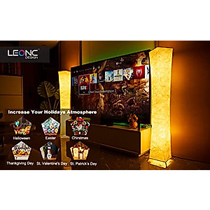 LEONC Design 65'' Creative LED Floor Lamp, Softlighting Minimalist Modern Contemporary with Fabric Shade & 2 Bulbs Floor Lamps for Living Room Bedroom Warm Atmosphere(Tyvek Dupont 10 x 10 x 65 inch)