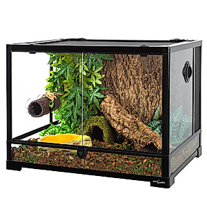 REPTIZOO Reptile Hide Cave Resin Hollow Tree Trunk Hideout Hermit Crab Climbing Toys Reptile Shelter Sleeping Cave for Arboreal Reptiles, Hermit Crabs, Leopard Gecko, Lizard Terrarium Decor