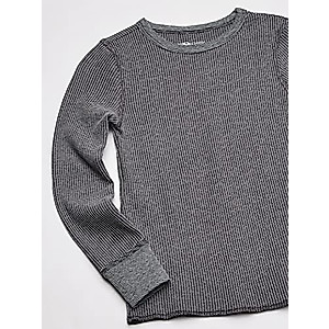 Fruit of the Loom Boys' Premium 2-Pack Thermal Waffle Crew Top, Heather Greystone/Natural, 14-16