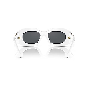 Versace VE 4425U 314/87 Irregular Plastic White Sunglasses with Dark Grey Solid Color Lens