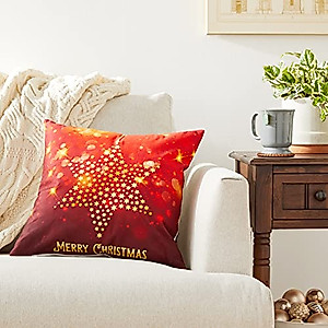 Violet Linen Seasonal Xmas Christmas Holiday Harmony Pattern, Polyester, Super soft feel faux suede fabric, digital print, Stars, 18 Inch x 18 Inch, Square, Decorative Accent Throw Pillow