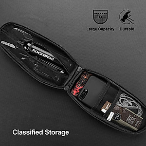 ROCKBROS Top Tube Bike Bag Bike Front Frame Bag EVA Bicycle Bag Bike Accessories Pouch Storage Pack Water Resistant Bike Phone Bag Below 6.2"/6.5" for Mountain Road Bike