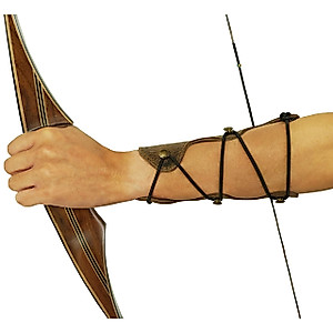 SAS Leather Traditional Vintage Arm Guard with Stretch Cord One Size with Metal Lace Hooks Armguard for Archery Bow Range Longbow Recurve Bow