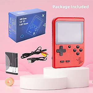 Kids Mini Handheld Games Console Built-in 400 Classic 8 Bit Retro NES Games, 2.8 Inch Screen, Rechargeable Battery, TV Video Output, Birthday Present for Boys Girls Adult