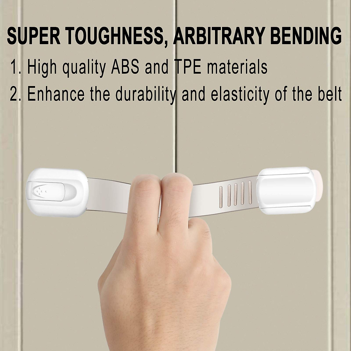 10Pack Child Safety Cabinet Locks Set Baby Proofing Strap Latches Locks(with 6pcs Spare Adhesive) Used for Safety Drawer Cupboard Oven Refrigerator Toilets Seat Fridge & 10Pcs Clear Outlet Plug Cover