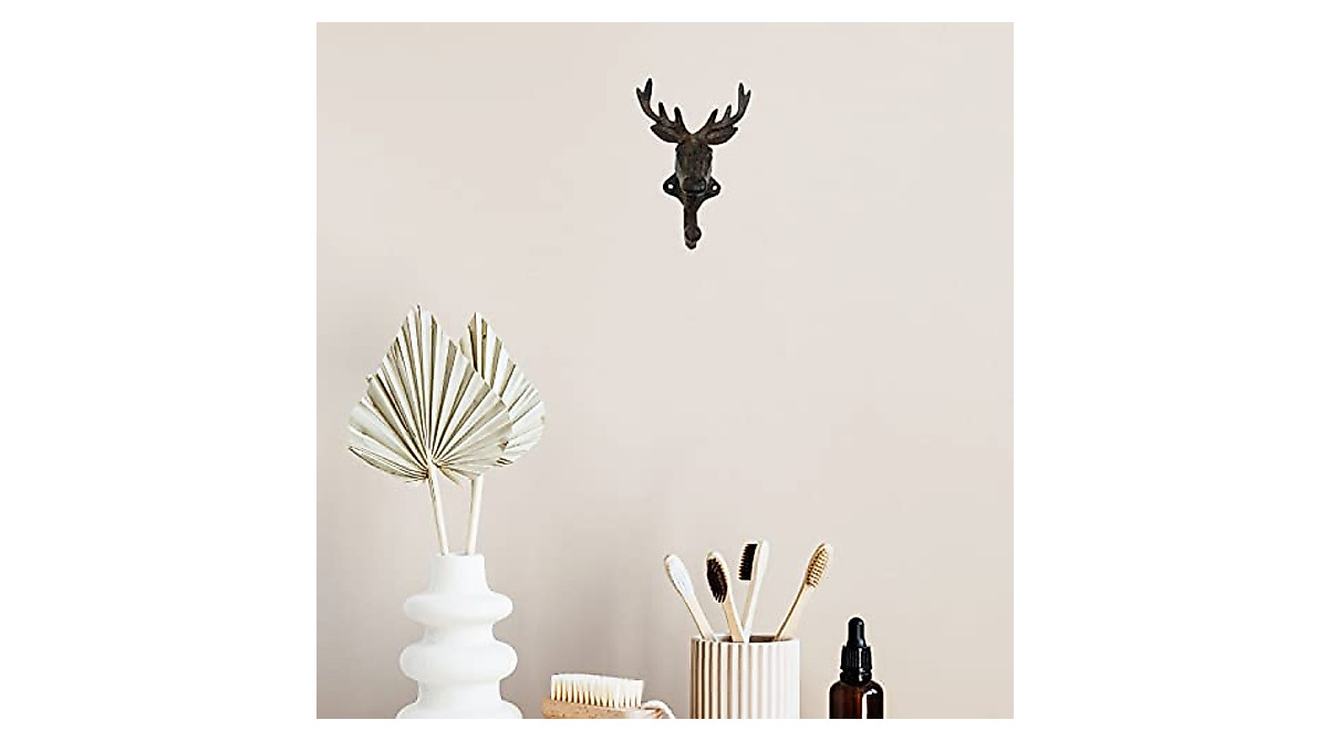 Grace Home Deer Head Hooks - Rustic Wall Hook Set
