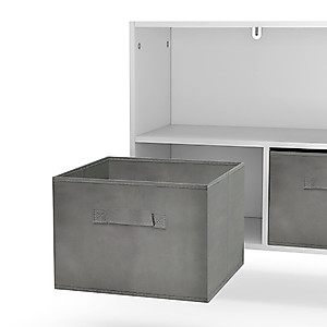 GOAWGO Kids Bookshelf Toy Storage Organizer with Collapsible Fabric Drawers, Wood Children Bookcase, Toy and Book Storage Display Organizer for Playroom,Bedroom, Nursery School (White+Gray)