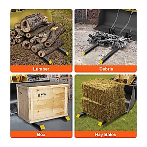 VEVOR Pallet Forks, 2000 Lbs Clamp on Pallet Forks 43" Total Length, Tractor Bucket Forks with Adjustable Stabilizer Bar, Heavy Duty Pallet Forks for Tractor Attachments, Skid Steer, Loader Bucket