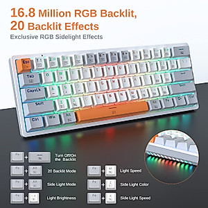 Redragon 60% Mechanical Gaming Keyboard RGB Backlit Ultra-Compact Hot-Swappable Red Switch, Fully Programmable Pro Software Supported, K642WGO-RGB