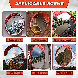 2 Pieces Safety Convex Mirror Traffic Mirror Corner Mirror Outdoor Security Mirror Blind Spot Mirror for Driveway Road Parking Lot Garage Warehouse, Tear off The Protective Film Before Use (24 Inch)