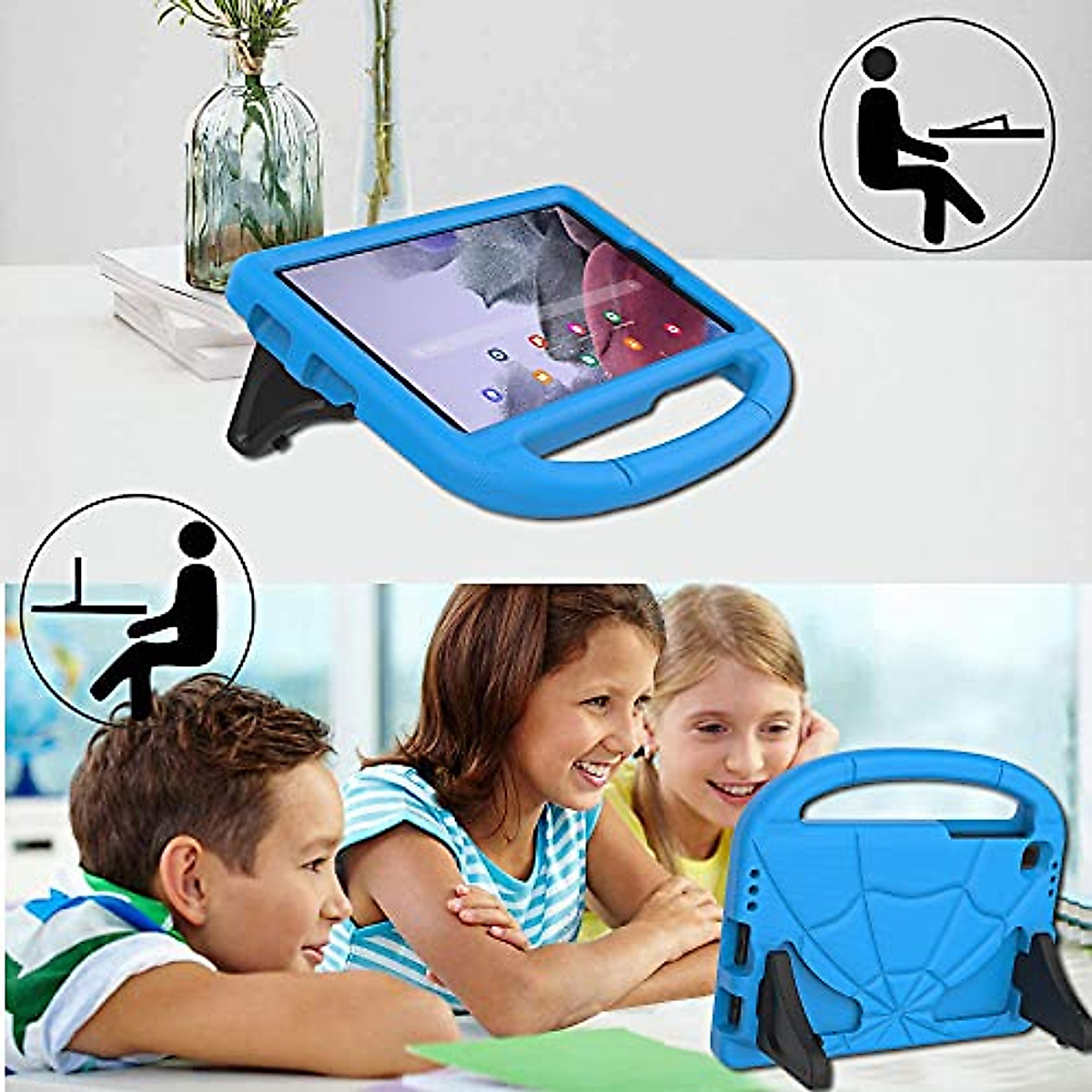 Kids Case for Samsung Galaxy Tab A7 Lite 8.7 Inch 2021, DJ&RPPQ Shockproof Cute Cover with Handle Stand for Galaxy Tab A7 Lite(SM-T220/T225/T227)-Blue