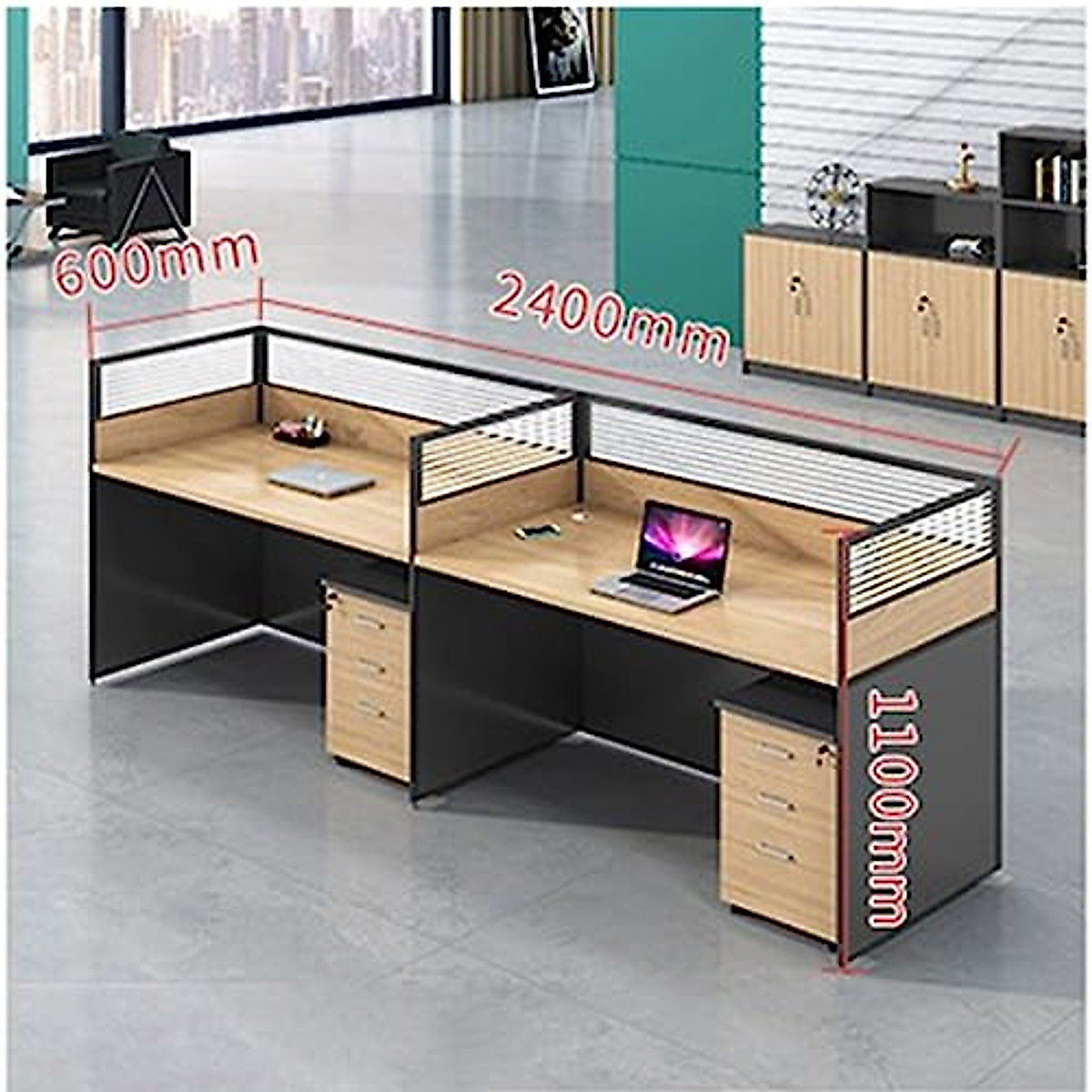 REHOOF 47.2x23.6 inch Executive Desk, Large Office Computer Desk with Thicken Frame, Modern Simple Workstation Business Furniture for Home Office, (Color : C+File Cabinet)