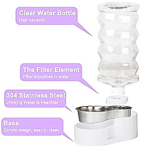 RIZZARI Automatic Pet Waterer,100% BPA-Free, Gravity Stainless Steel Water Dispenser,Large Capacity Water Feeder for Cats and Small and Medium-Sized Dogs (8L)