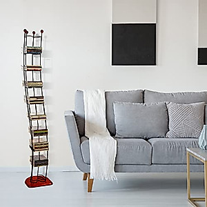 Atlantic Wave Wire CD Tower - Hold 110 CDs in Steel and Black Cherry Wood, PN1316