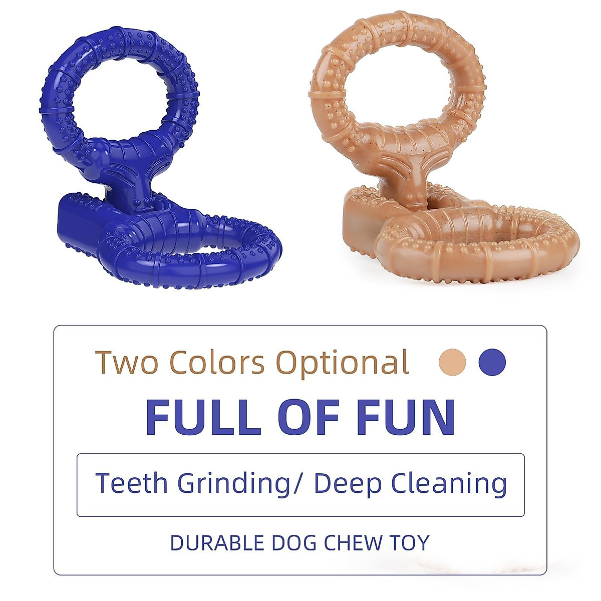 SUSSEXHOME Molar Teeth Indestructible Dog Chew Toy - Long Lasting Dog Chew Toys for Aggressive Chewers - Natural Rubber & Food-Grade Nylon - Deep Cleaning Teething Toy for Big Pets - Brown