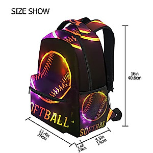 Krafig Sparkling Sport Softball Boys Girls Kids School Backpacks Bookbag, Elementary School Bag Travel Backpack Daypack