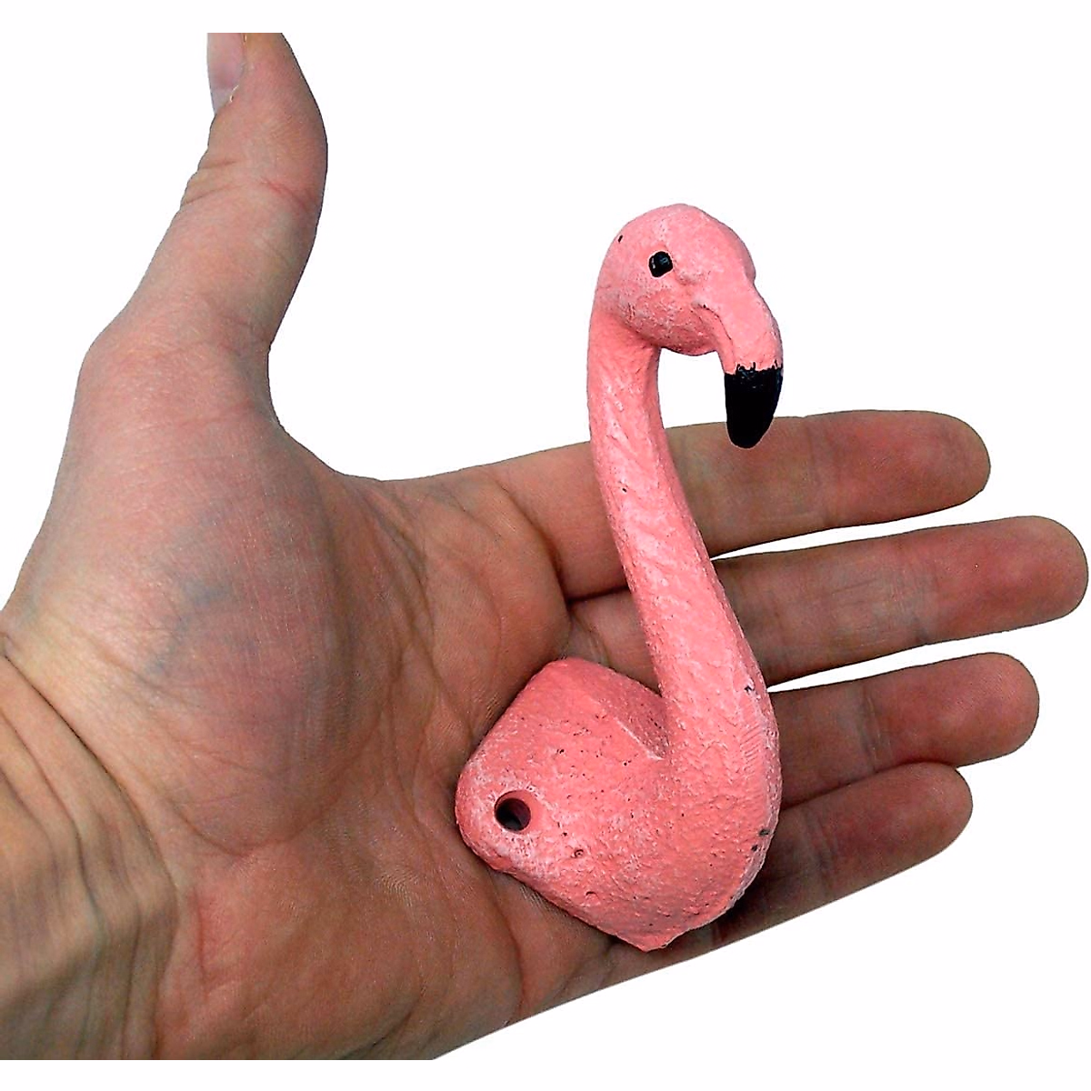 Wowser Pink Tropical Flamingo Cast Iron Wall Mount Coat Hooks, 4 Inch, Set of 3