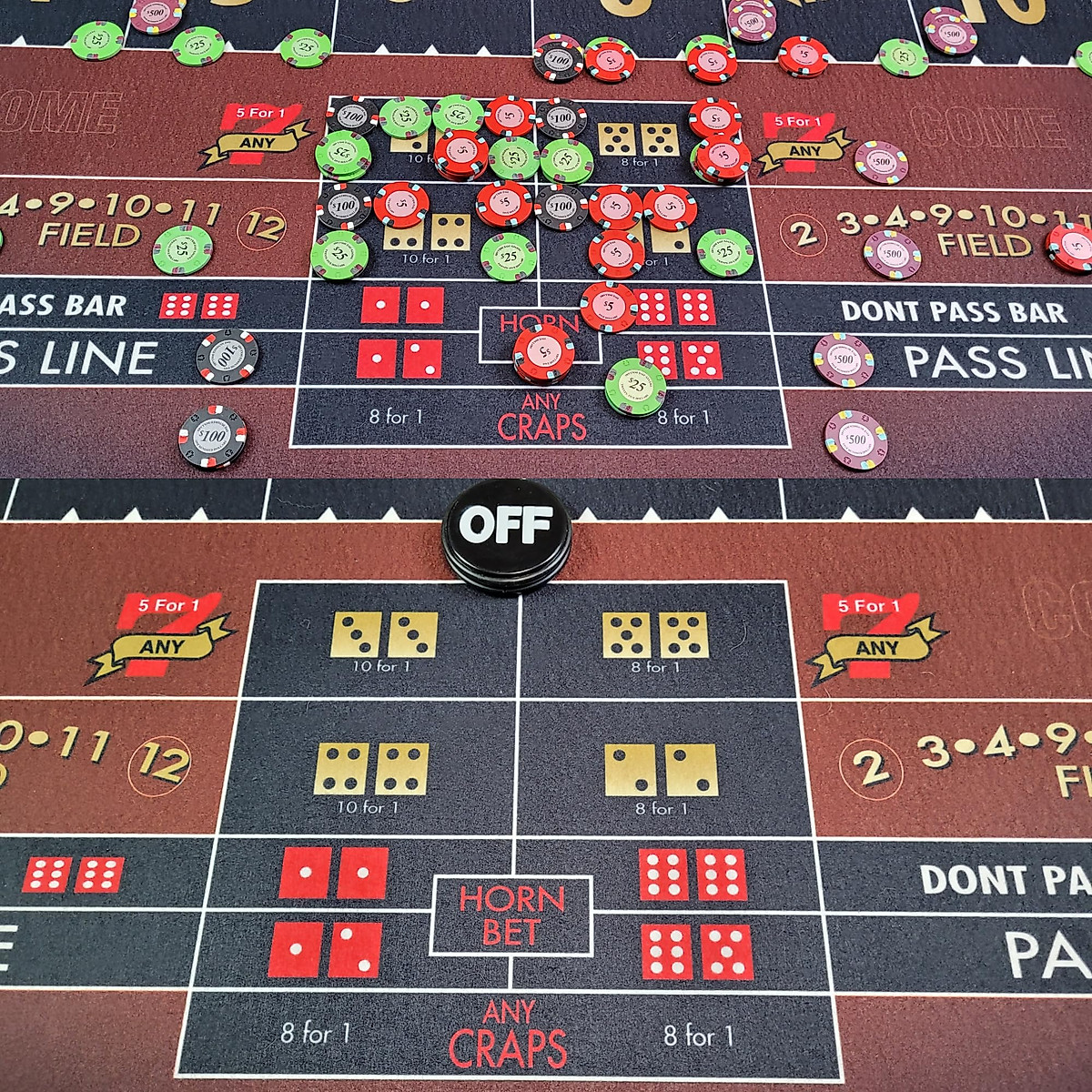 Casino Dealer Mats Premium Quality Craps Mat - New Black - Lightweight Portable - Fits on Most Dining Room Tables - The Ultimate Home Style Party Game, BLACK (NEW)