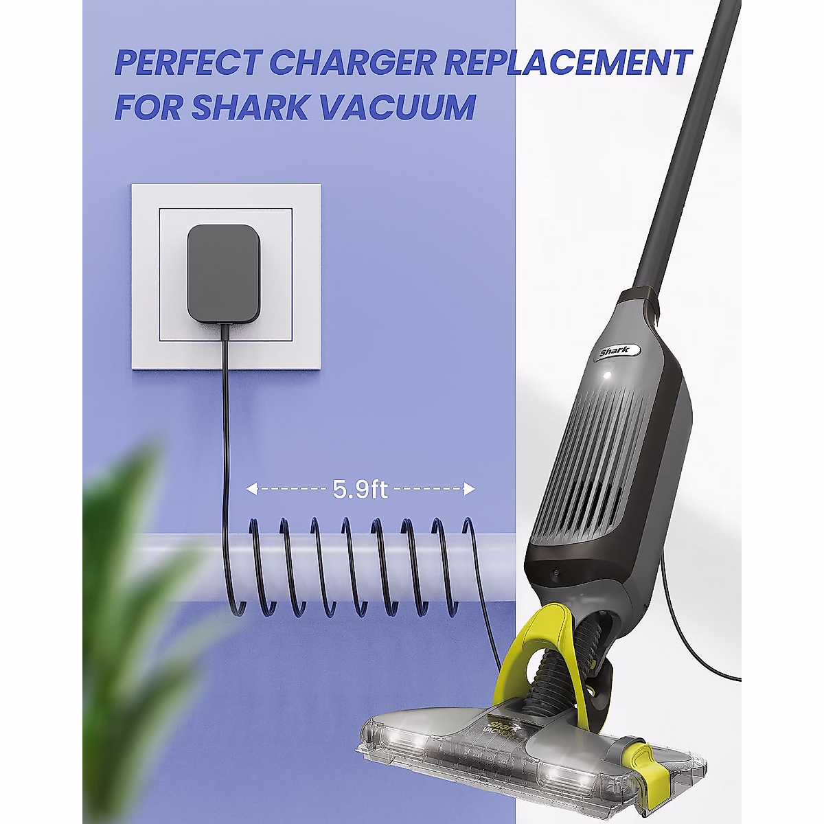 Replacement for Shark VACMOP VM252 VM252C QM252 VM251 VM250 Shark Cordless Hard Floor Vacuum Mop Magnetic Power Cord