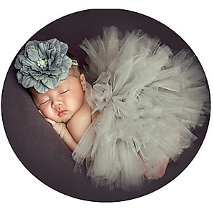 Baby Photography Props Tutu Skirt Headdress Newborn Girl Photo Shoot Outfits Infant Princess Costume Clothes Grey